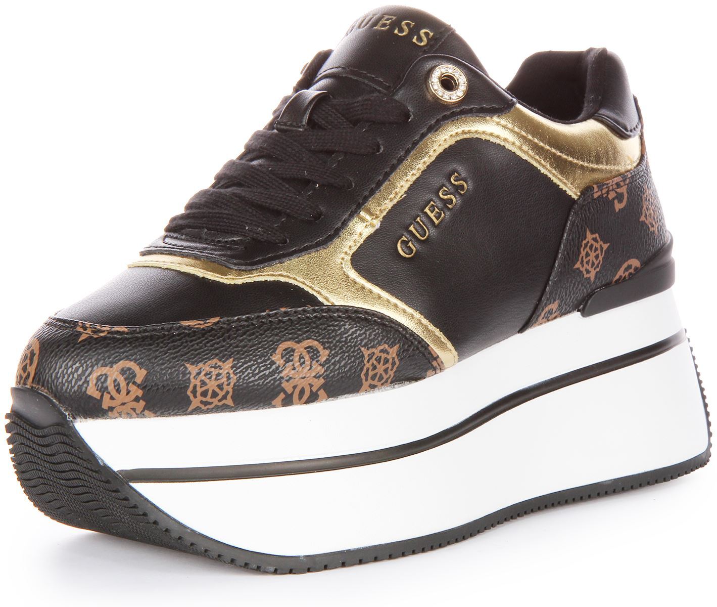 Guess Camrio Platform 4G Peony Logo Sneaker In Black Brown US Size 5 ...