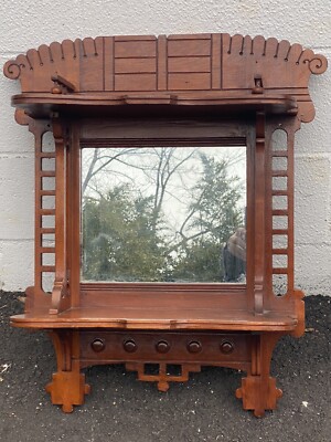 Vintage Ornate Handmade Folk Art Mayan Inspired Shave Mirror Shelfs ...