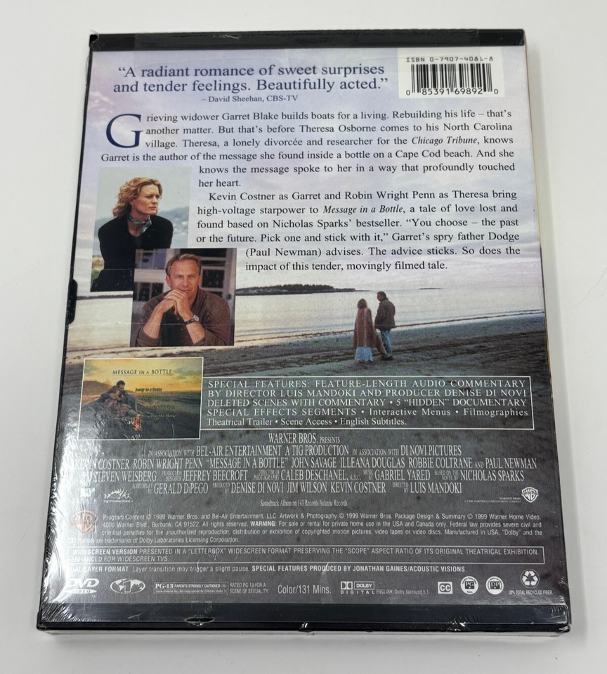 Message in a Bottle (DVD, 1999) NEW and SEALED 85391698920| eBay