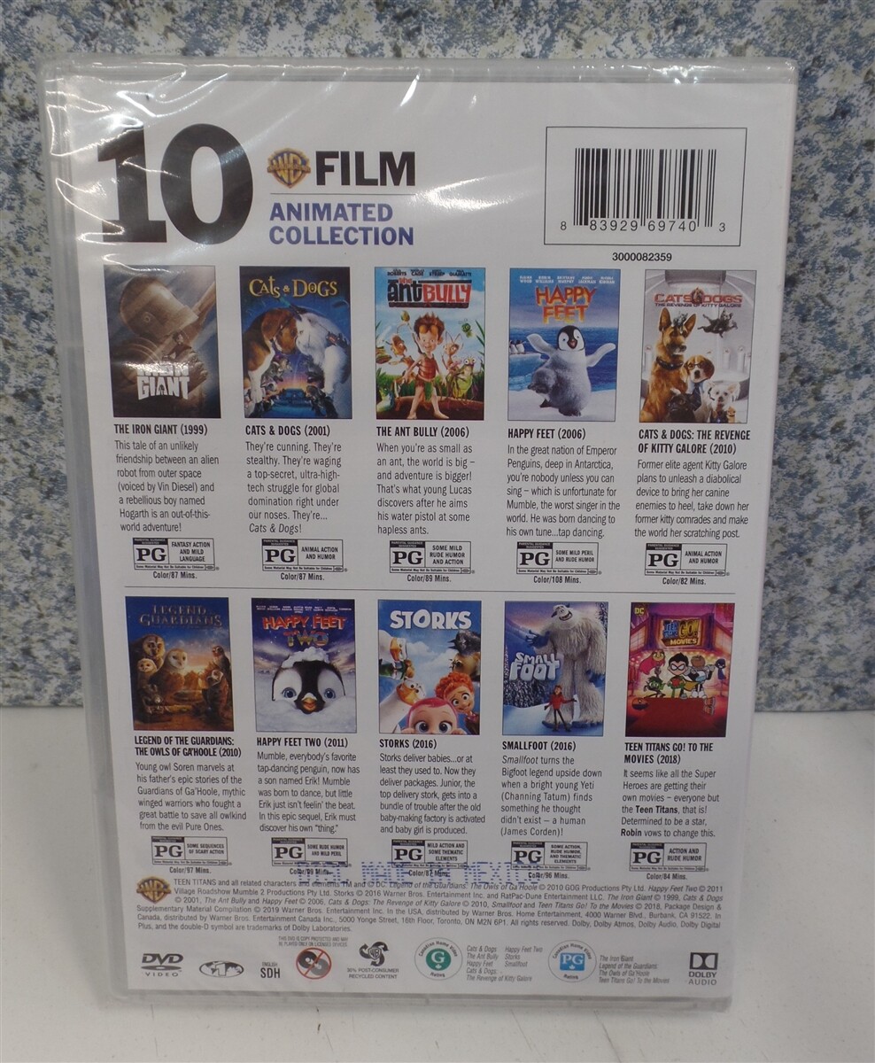DVD 10 Film Animated Collection Smallfoot Storks Happy Feet Ant Bully ...