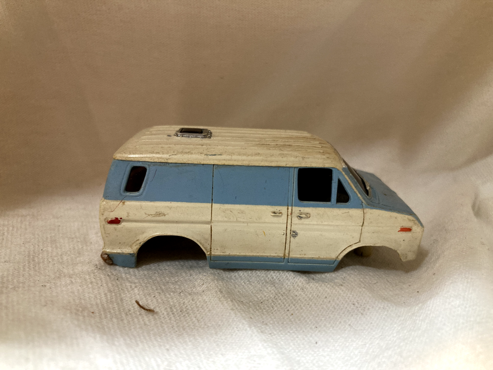 AURORA AFX FORD ECONOLINE VAN HO SLOT CAR 1970s IN WHITE & BLUE Body ...