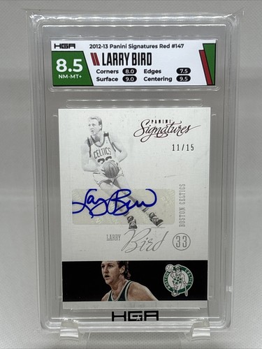 2012-13 Panini Signatures #147 Larry Bird /15 Red NBA HOF HGA 8.5 NM ...