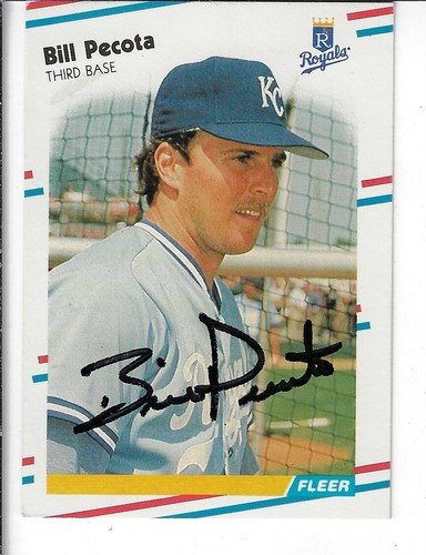 BILL PECOTA 1988 FLEER BASEBALL AUTOGRAPHED CARD 264 KANSAS CITY ROYALS ...