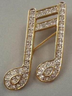 Vtg Rhinestone Musical Music Note Quavers Eighth Note High Quality Pin ...