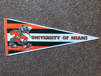 UNIVERSITY OF MIAMI Pennant The Hurricanes of Miami, Florida | eBay