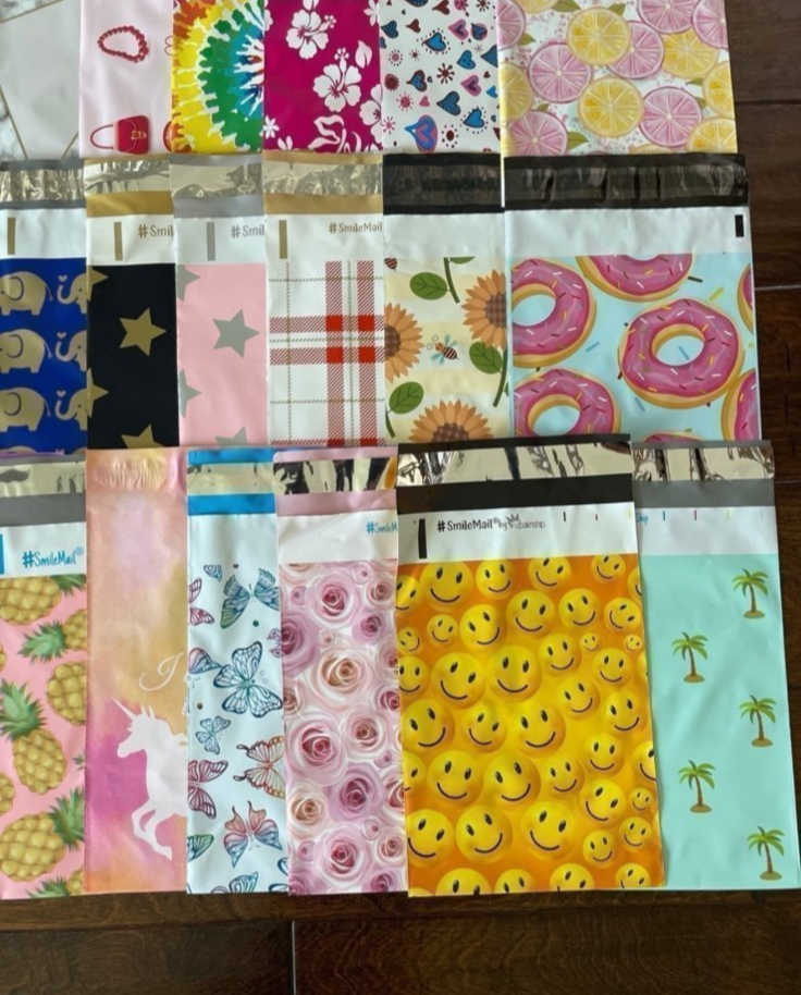 50 Pack - 6x9" Fun Mystery Set of Designer Poly Mailers! Fun Surprise ...