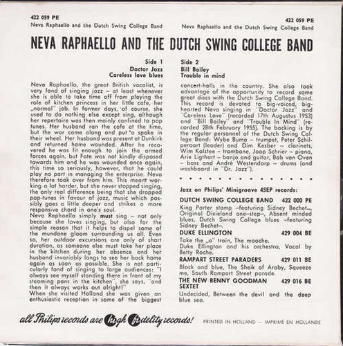 The Dutch Swing College Band With Neva Raphaello 7" EP Vinyl Scha | eBay