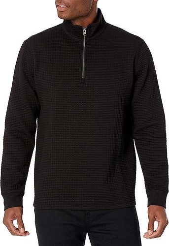 $245 Vince Men's Dimensional Knit Quarter Zip Black / Beet Root Size ...