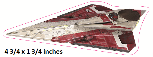 Obi-Wan Ship Decal Red Jedi Starfighter Wall Sticker Star Wars Peel ...