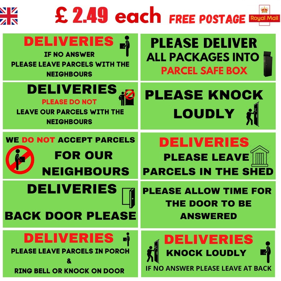 delivery instructions signs parcel letters instructions stickers UK ...