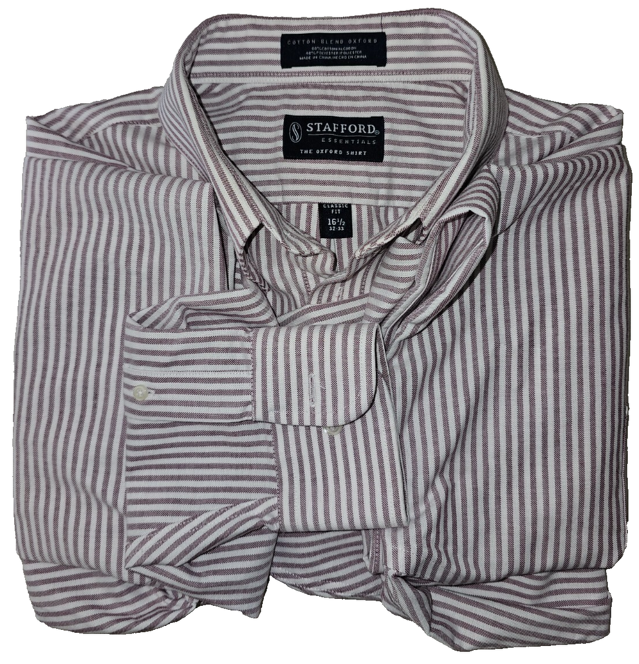 Dress Shirt Long-Sleeve, Stafford, Size 16.5 32-33, New, Flawless, Free ...