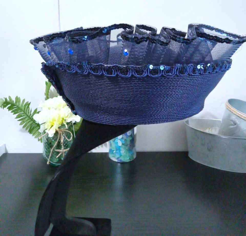 Woman's Deborah NEW YORK 80's Vintage Blue Designer Hat W/Cubic ...