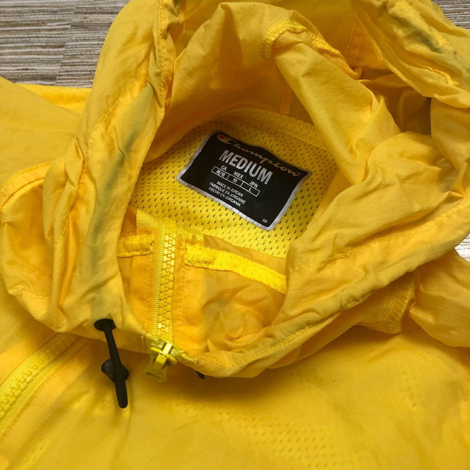 1145 Champion Packable Windbreaker Jacket Wind/ Water-Resistant YELLOW ...