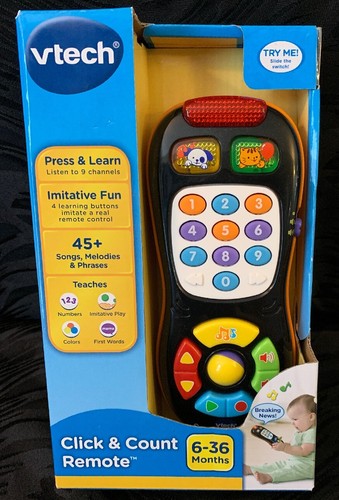 Vtech Click & Count Remote 6-36 Months Learn Numbers Colors Words ...