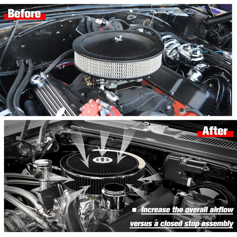 HIGH FLOW REPLACEMENT 14"X3" AIR CLEANER ASSEMBLY W/FLOW-THRU LID AIR ...