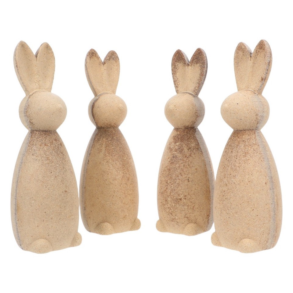 4pcs Unfinished Bunny Figurines - Natural Wood Peg Figures to Paint ...