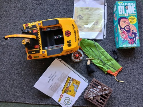 Vintage GI Joe White Tiger Hunt #7436 w Talking Action Figure and Repro ...