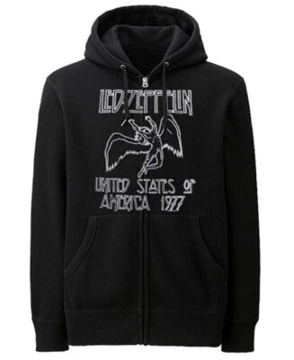 Official Led Zeppelin USA 77 Zip Up Black Hoodie Hooded Led Zeppelin ...