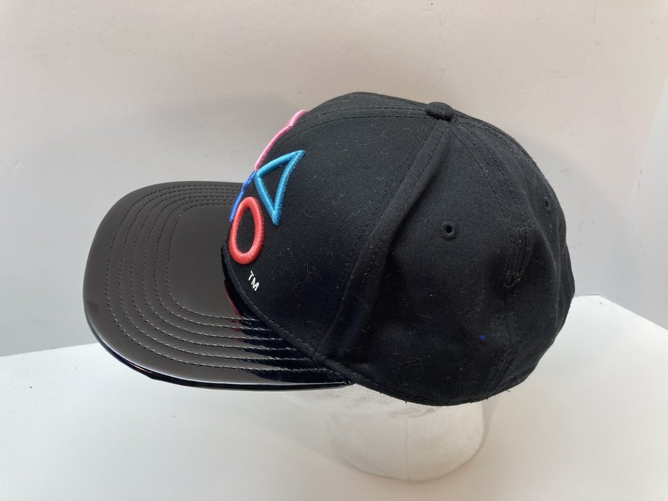 PlayStation Adjustable SNAPBACK HAT Black Shiny Flat Brim unisex Free ...
