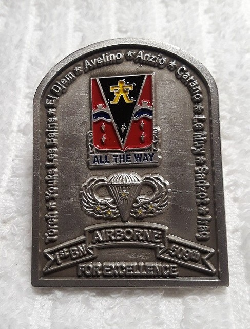 AUTHENTIC 1st BATTALION 509th PARACHUTE IN REGT AIRBORNE RARE CHALLENGE ...