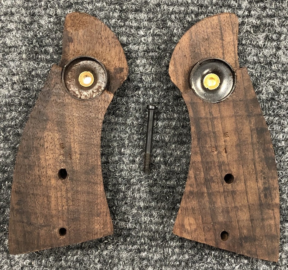 Spesco Falcon Checkered Wood Magna Style Grips With Gold Medallions | eBay