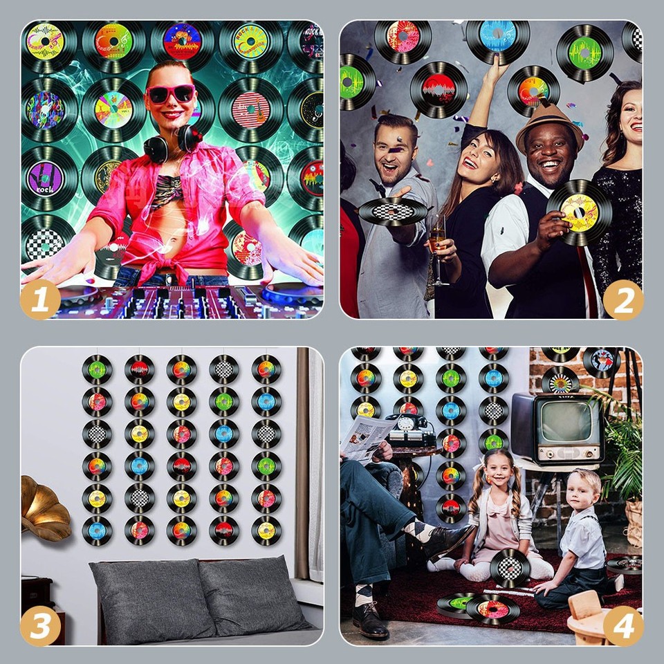 16 Pcs Paper Hanging Vinyl Record Cutouts Fake Records Decoration ...