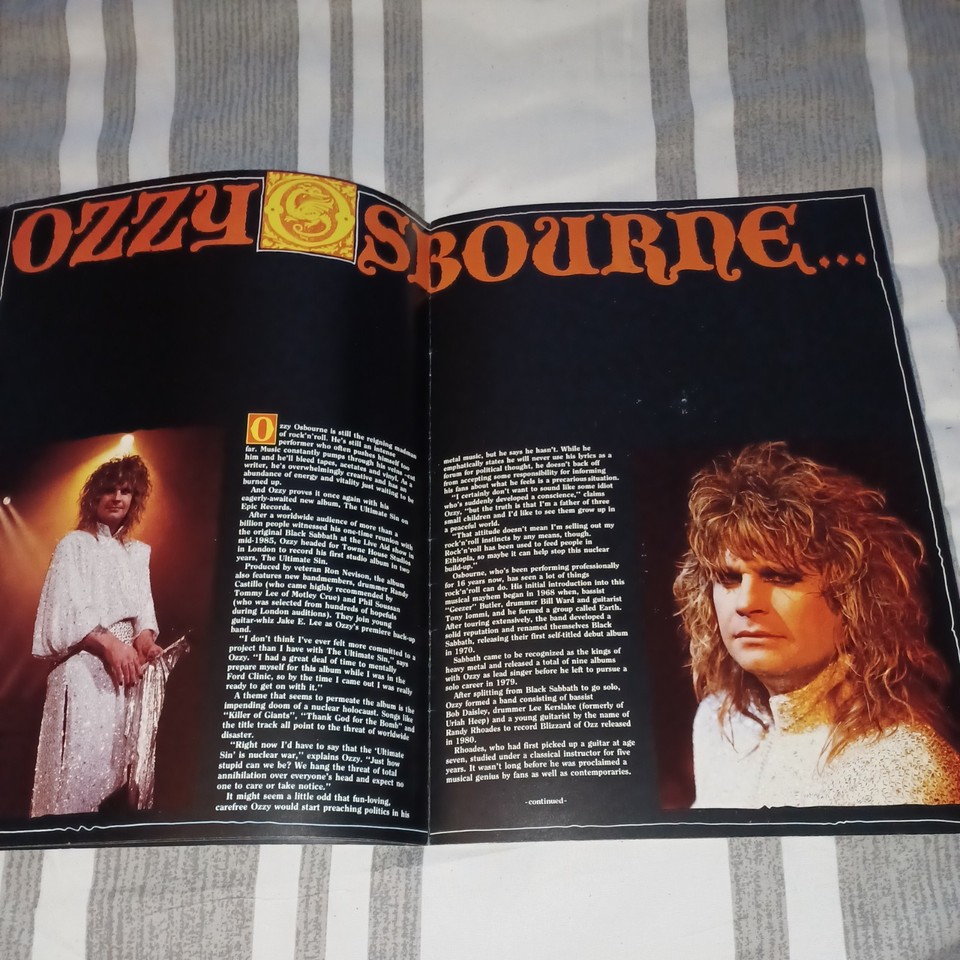 Ozzy Osbourne Ultimate Sin 1986 Picture Disc LP + Tour Programme Book ...