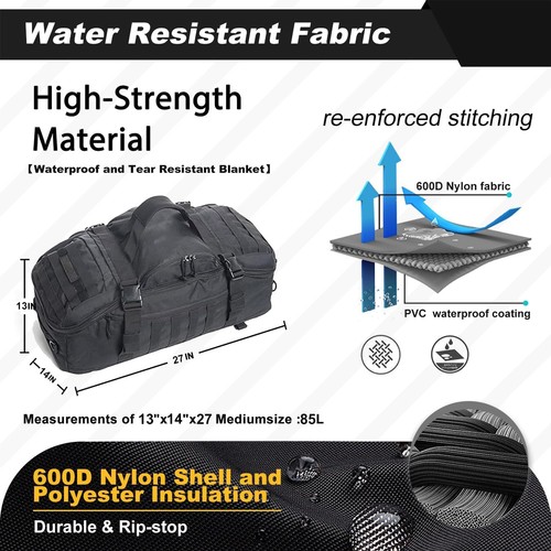 3 In 1 Tactical 85L Military Backpack Travel Duffle Bag for Weekender ...