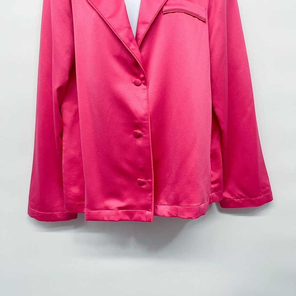 Express LADYGANG Collaboration Satin Silky Hot Pink Button Blazer ...