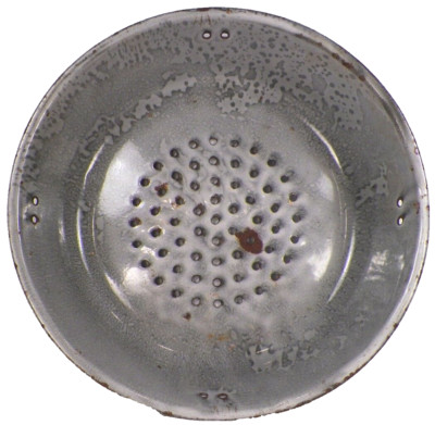 Graniteware Colander Gray Seaweed Mottled Strainer Country Kitchen Flat ...