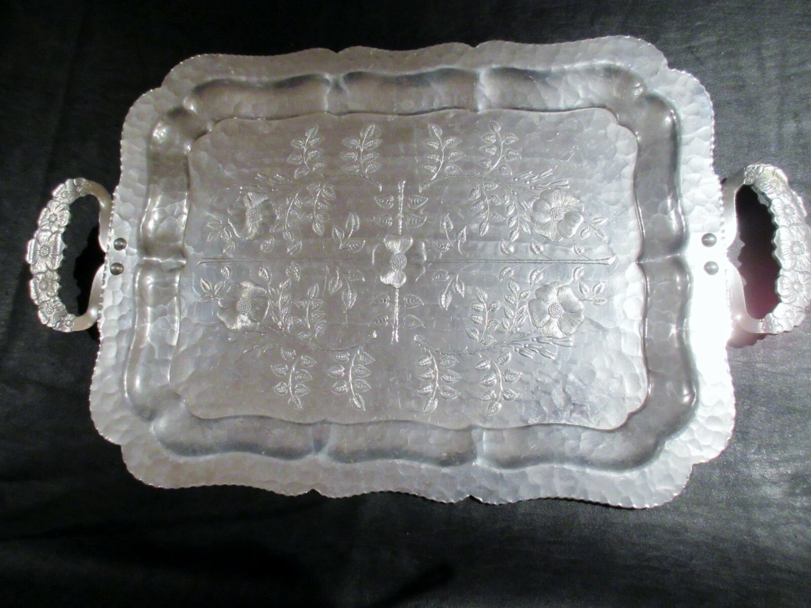 Vintage Continental Silver Co Aluminum Tray Wild Rose Brilliantone 1055 ...