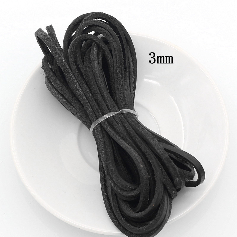 5M DIY Flat Real Genuine Leather Rope Cord Strap String First Layer ...
