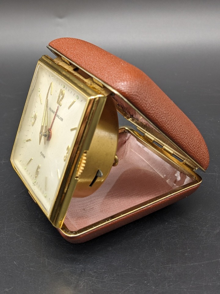 Phinney Walker Travel Alarm Clock Compact Folding Wind Up Analog Brown ...