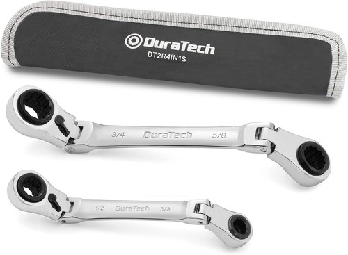 DURATECH 4-in-1 Flex-Head Reversible Ratcheting Box Wrench Set, SAE ...