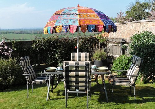 Garden Parasol Handmade Embroidered Indian Outdoor Sun Shade Patio ...