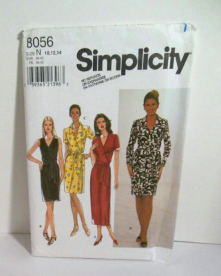 Simplicity Sewing Pattern 8056 Knit Wrap Dress Size N 10 12 14 Free US ...
