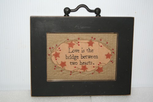 Framed Wall Plaque Picture Folk Art Style Love Is The Bridge Between ...