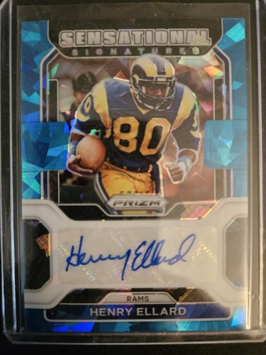 2021 Prizm Sensational Signatures Henry Ellard #’d /75 Blue Cracked Ice ...