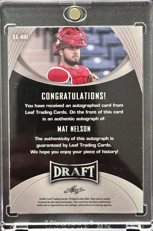 2021 Leaf Draft Mat Nelson Gold Rookie Auto Reds | eBay