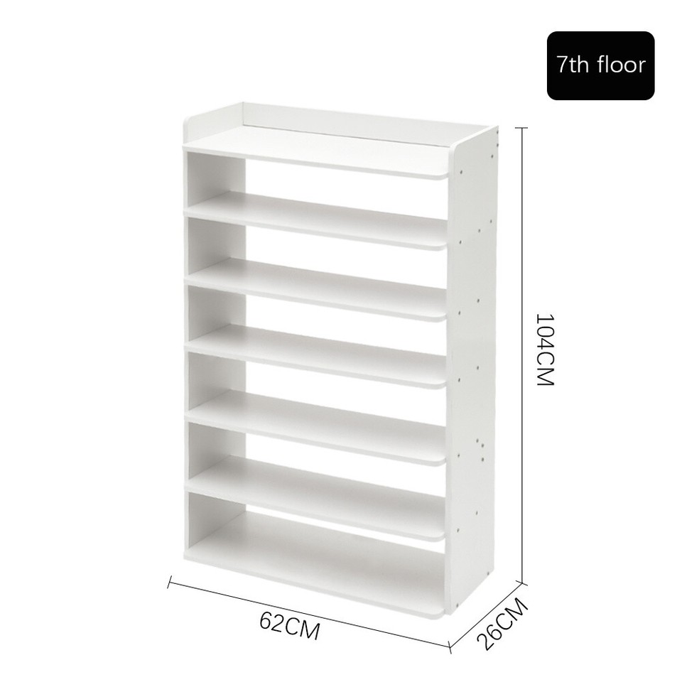 5-8 Tier White Wooden Hallway Shoe Rack Open Shelves Shoe Cabinet ...