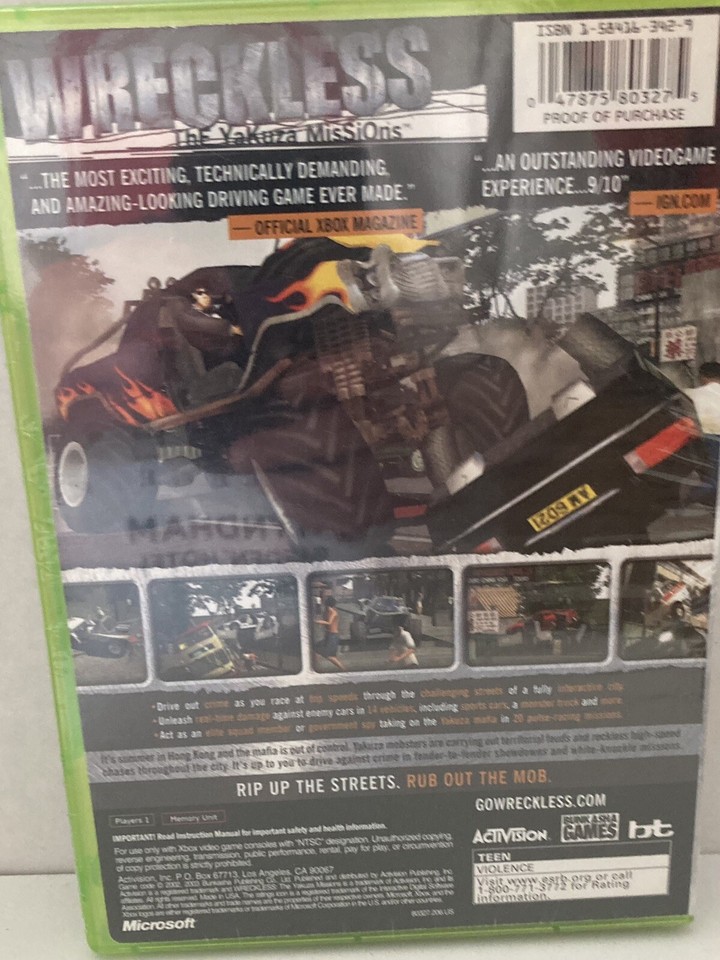 Wreckless: The Yakuza Missions (Microsoft Xbox, 2002) 47875803275| eBay