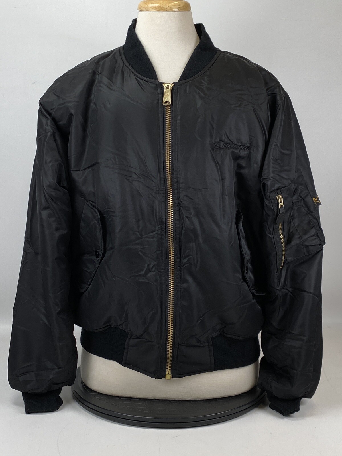 Vintage MA-1 BOEING Satin Flight Pilot Aviator Bomber Jacket Mens M ...