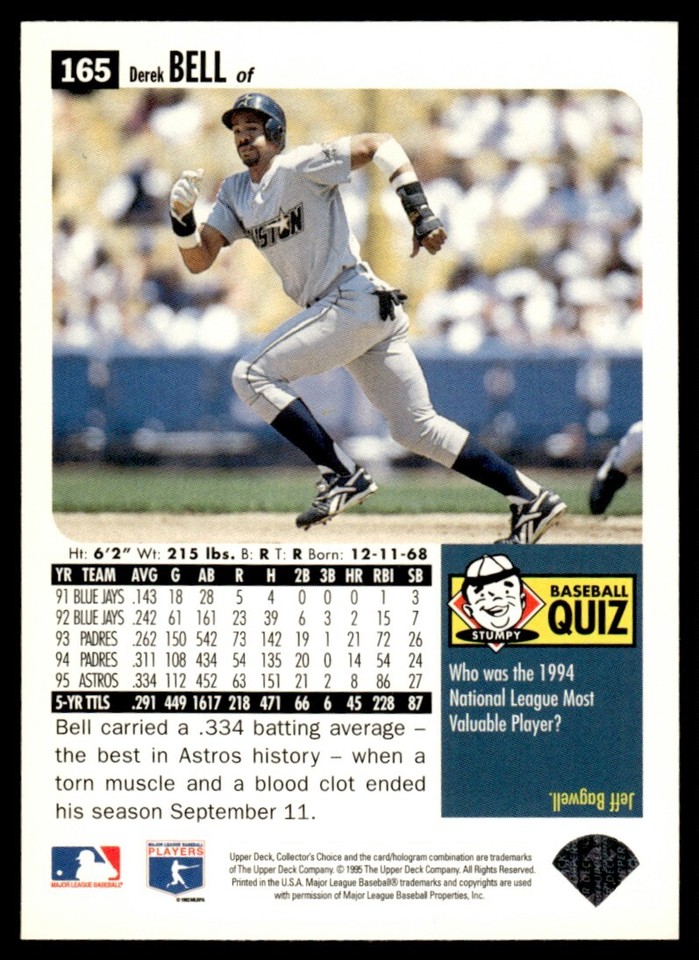 1996 Collector's Choice #165 Derek Bell Houston Astros | eBay