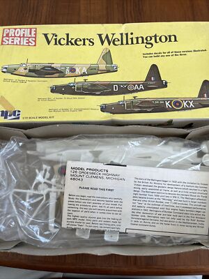 MPC Profile Series Vickers Wellington Model Kit #2-2005 1/72 Scale | eBay