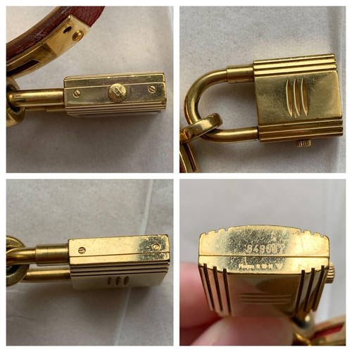 HERMES Kelly Padlock Gold Dial Red Leather Band Quartz Women's Watch ...