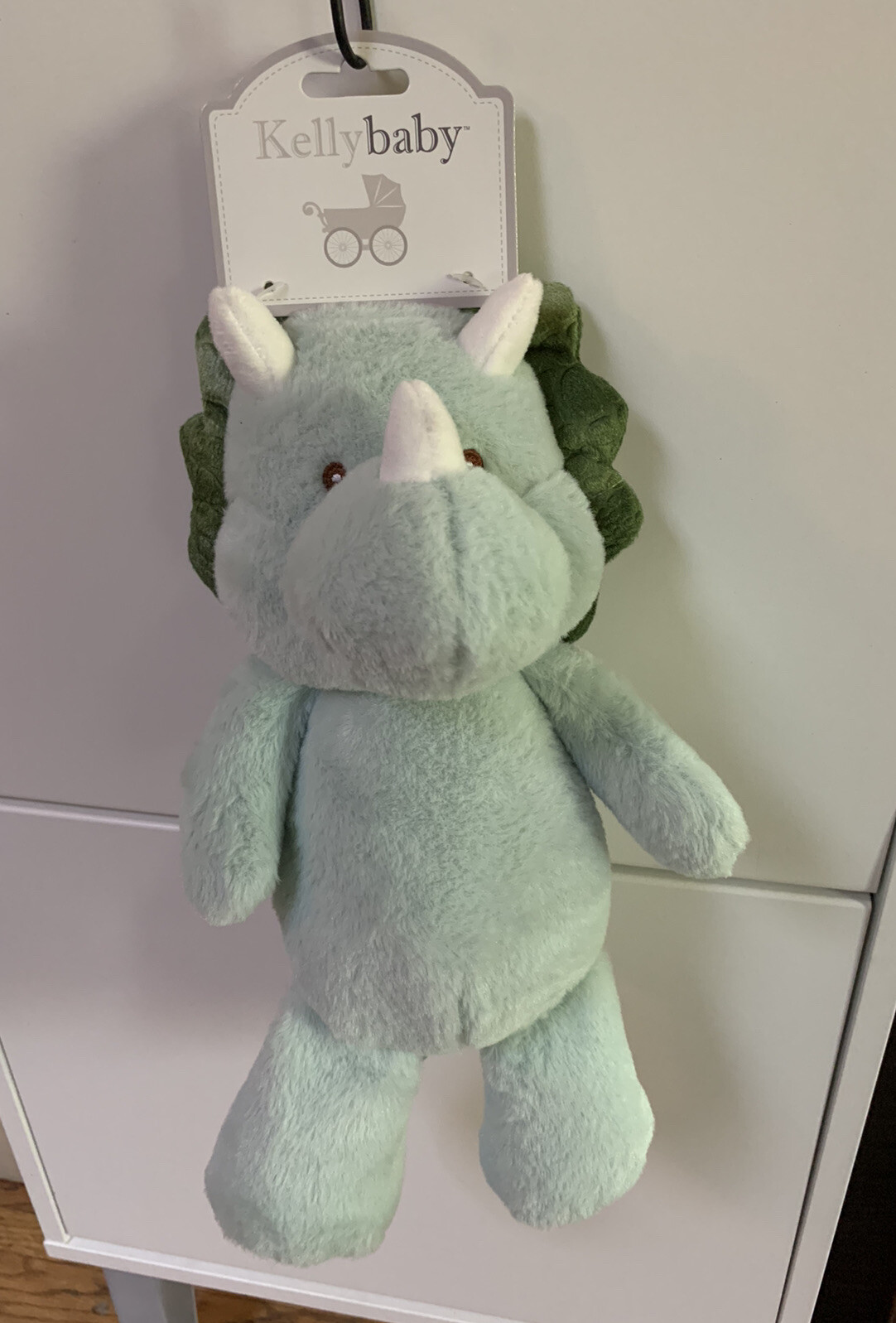 Kellybaby Kellytoy 12” Green Dinosaur w/Rattle Plush Nursery Decor Boy ...