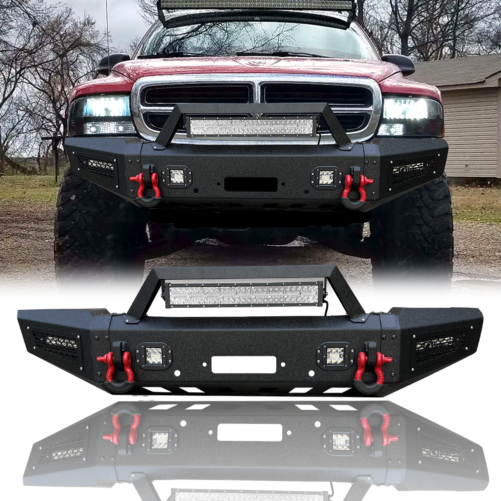 Vijay For 1998-2003 Dodge Durango Steel Front Bumper W/Winch Plate&LED ...