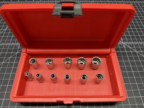 Snap On Tools 11Pc Metric 1/4" Drive Shallow Socket Set 5MM 14MM 12Pt ...