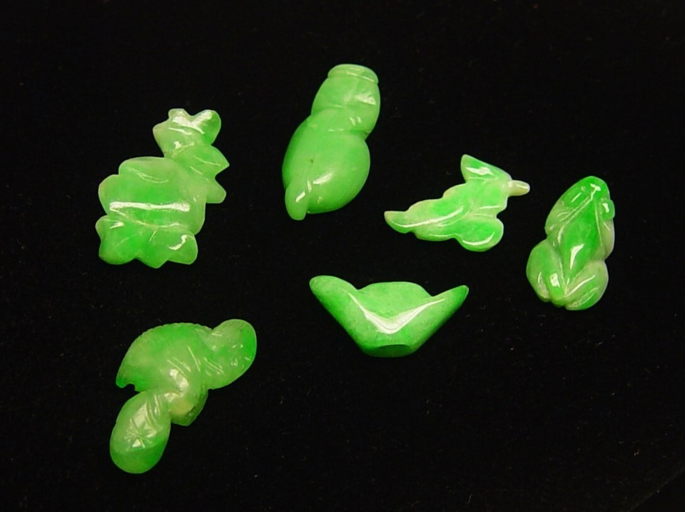 GENUINE JADEITE LOOSE STONES 6 NATURAL GREEN OLD STYLE TINY JADE ...