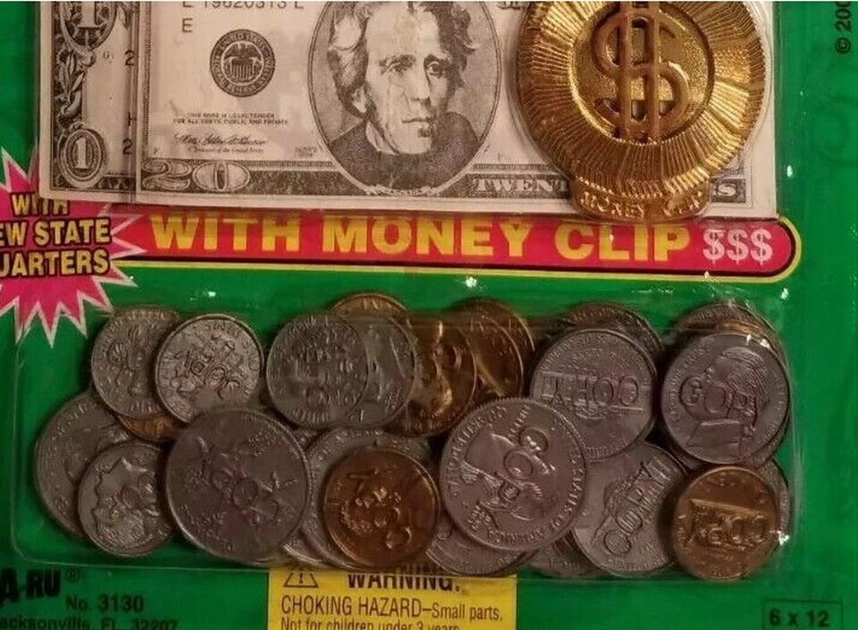 Play Money Cash Clip 80 Bills and 40 Coins Kids Pretend Toy | eBay
